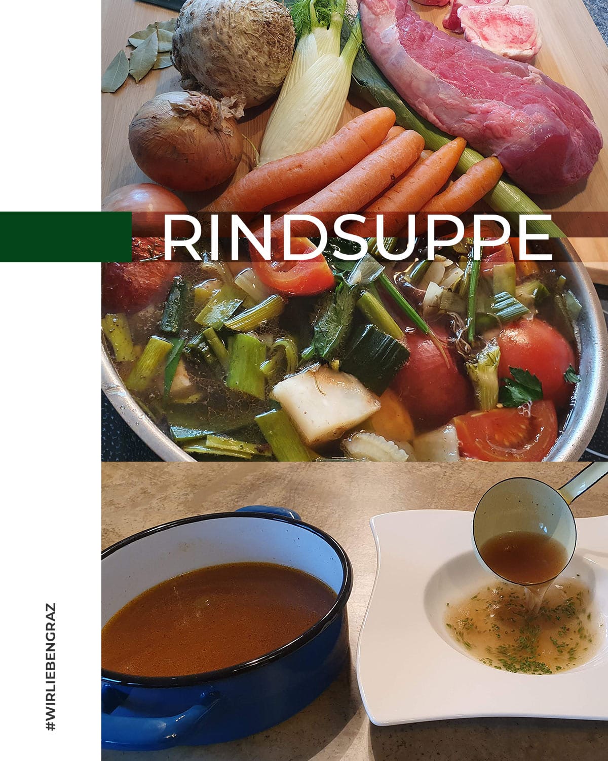 Rindsuppe - hausgemachte Bouillon - Rezept